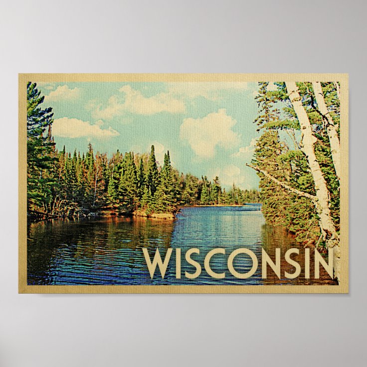 Wisconsin Poster - Lake Vintage Travel Print | Zazzle