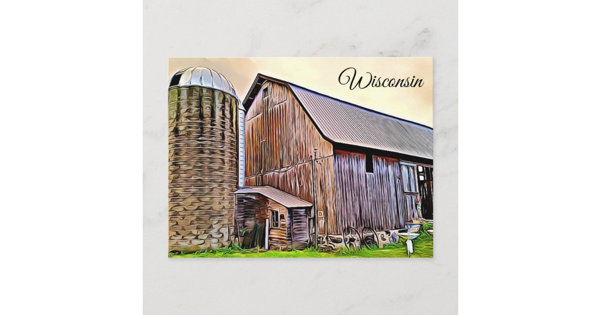 Wisconsin Red Barn Farm Postcard | Zazzle