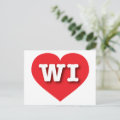 Wisconsin Red Heart - I love WI Postcard | Zazzle
