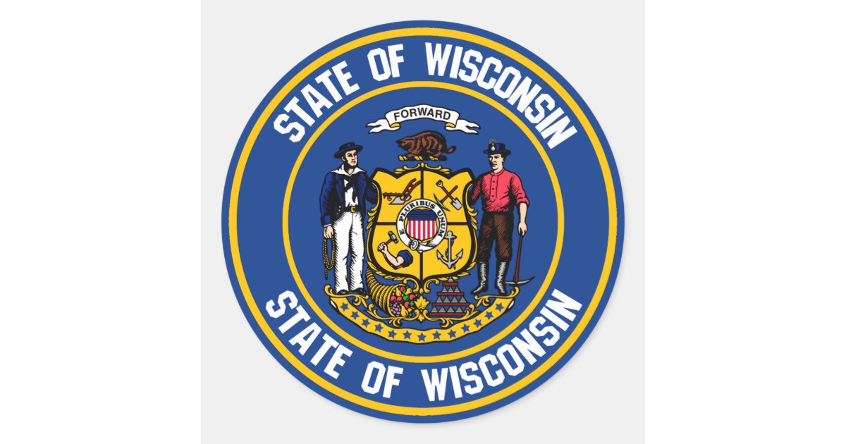 Wisconsin Round Emblem Classic Round Sticker | Zazzle