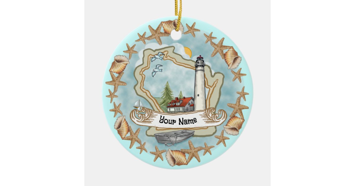Wisconsin Shells Lighthouse Ornament | Zazzle