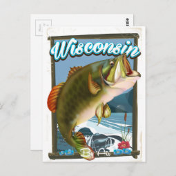 Wisconsin State fishing poster Postcard | Zazzle