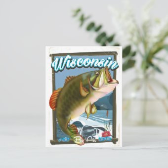 Wisconsin State fishing poster Postcard | Zazzle