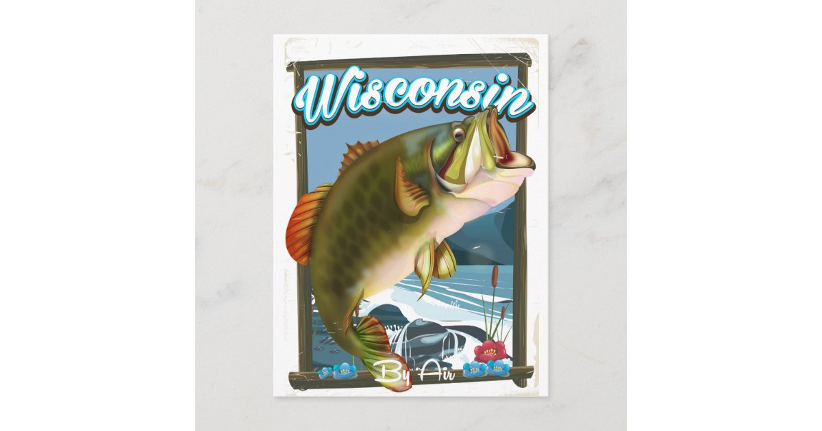 Wisconsin State fishing poster Postcard | Zazzle