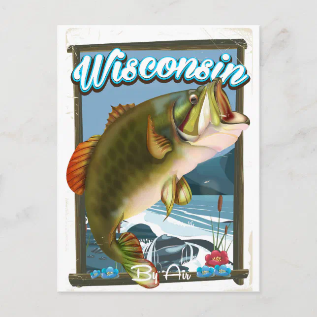 Wisconsin State fishing poster Postcard | Zazzle