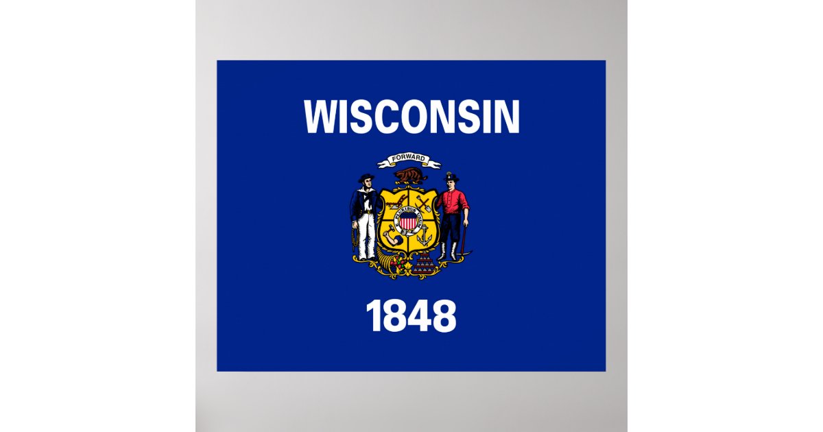 Wisconsin State Flag Design Poster | Zazzle