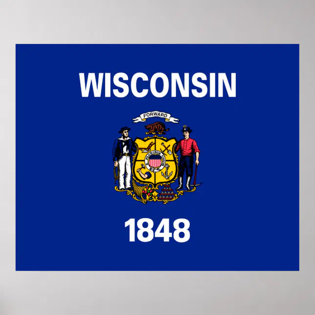 Wisconsin State Flag Design Poster | Zazzle