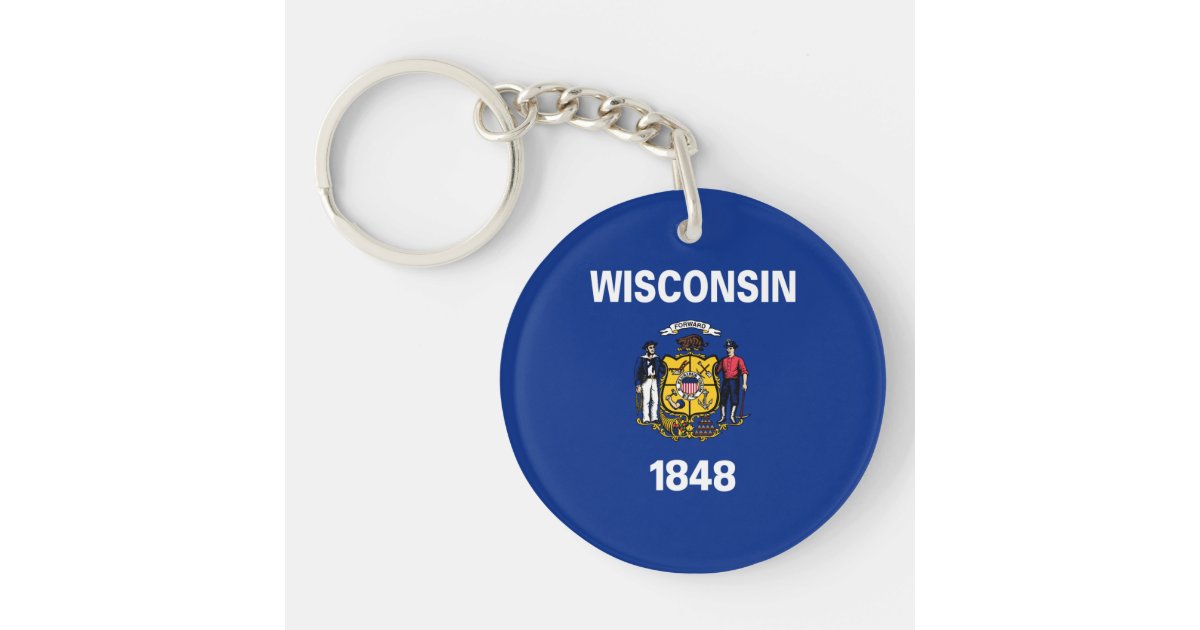 Wisconsin State Flag Keychain | Zazzle