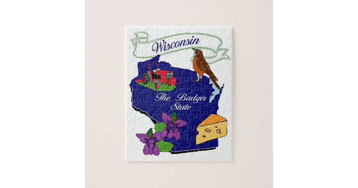 Wisconsin State Puzzle 8x10" | Zazzle