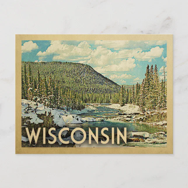 Wisconsin Vintage Travel Snowy Winter Nature Postcard | Zazzle