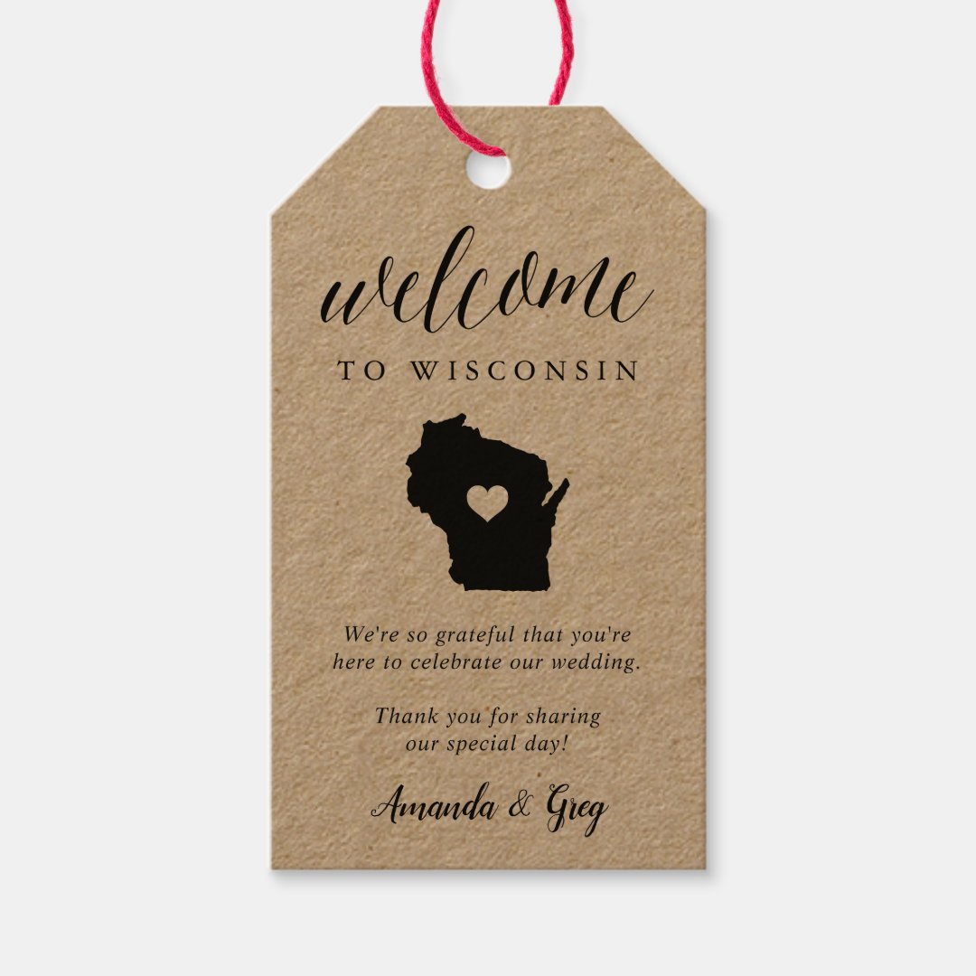 Wisconsin Wedding Welcome Gift Tags | Zazzle