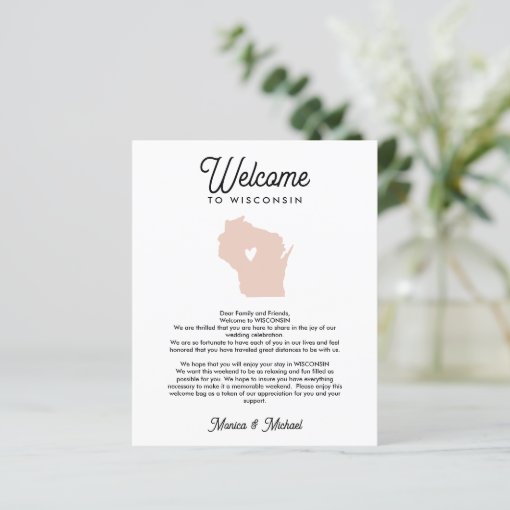 WISCONSIN Welcome Letter Itinerary ANY COLOR | Zazzle