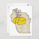 Wisconsin WI Map & Cheese Mouse Cartoon Art Postca Postcard | Zazzle