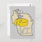 Wisconsin WI Map & Cheese Mouse Cartoon Art Postcard | Zazzle