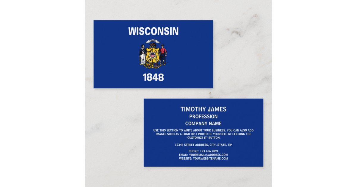 Wisconsinite Flag, Flag of Wisconsin Business Card | Zazzle