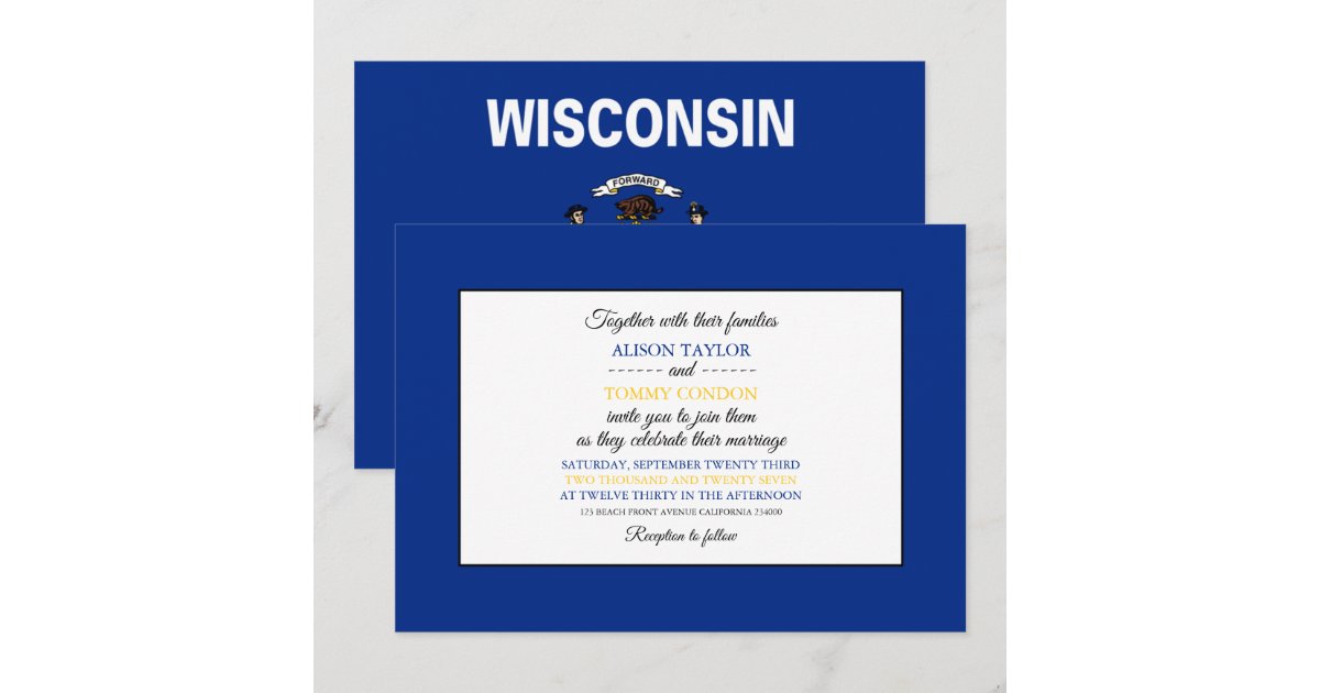 Wisconsinite Flag, Flag of Wisconsin Wedding Invitation | Zazzle
