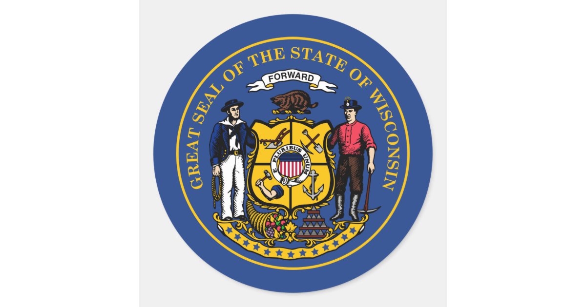 Wisconsinite Seal, Seal of Wisconsin Sticker | Zazzle