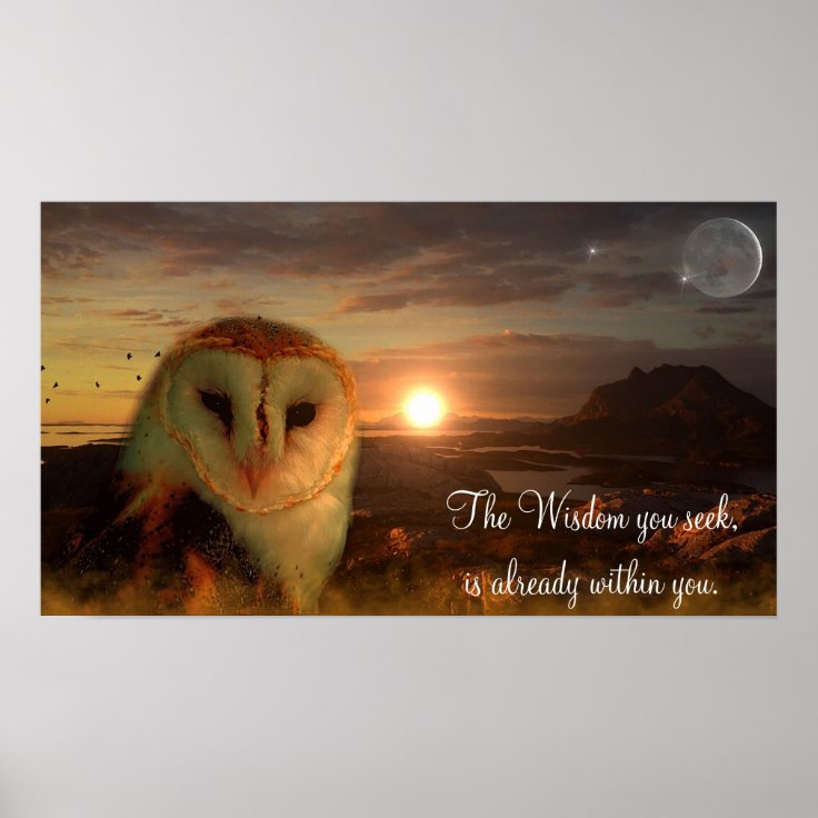 Wisdom Quote, Owl Artwork Poster | Zazzle