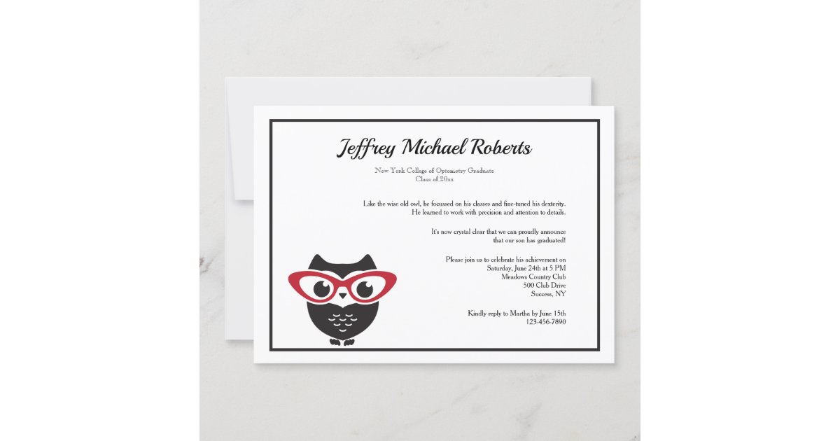 Wise Eyes Optometry Graduation Invitation | Zazzle