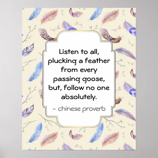 Wise Inspirational Motivational Chinese Proverb Poster | Zazzle