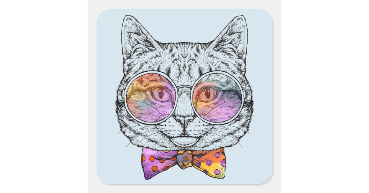 Wise Kitty Kat Square Sticker | Zazzle
