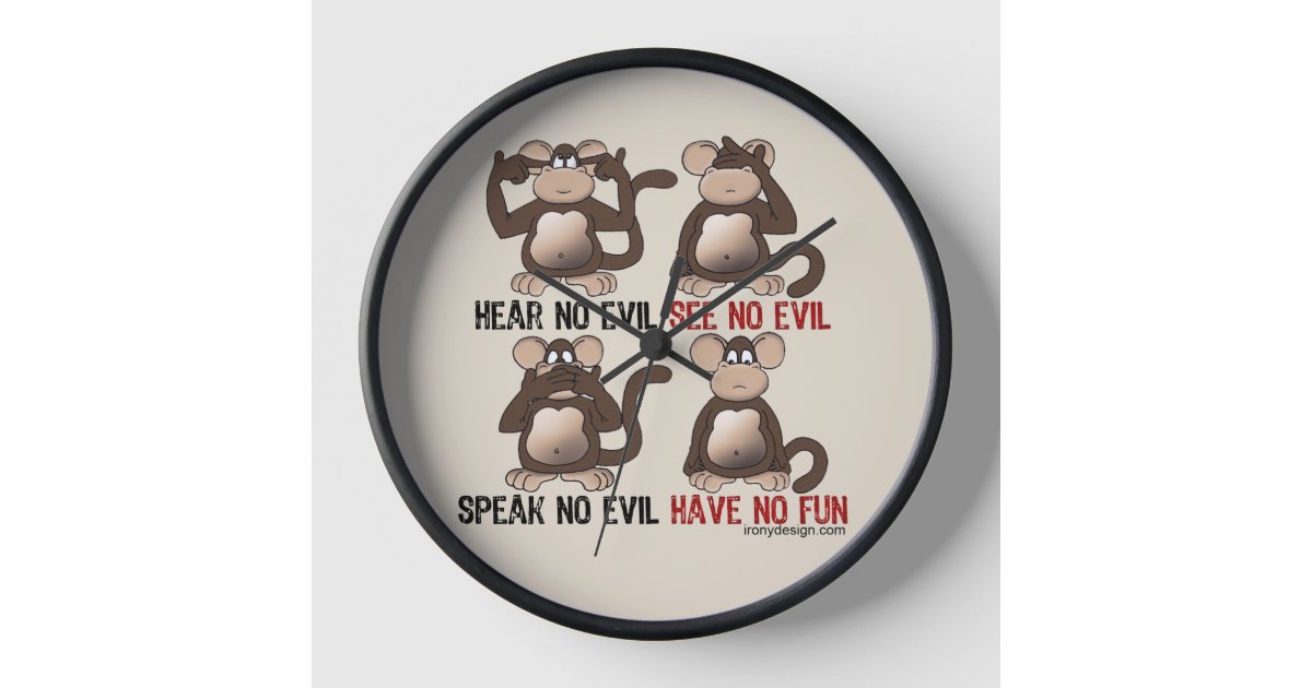 Wise Monkeys Humour Clock | Zazzle