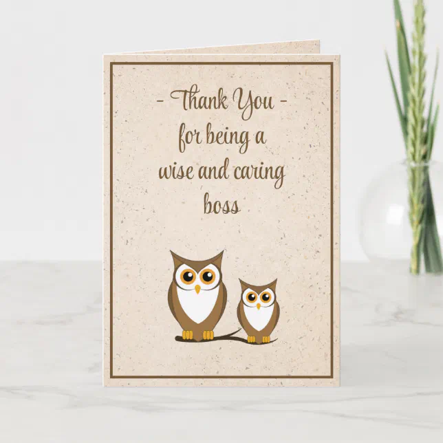 Wise Owl Boss's Day Card | Zazzle
