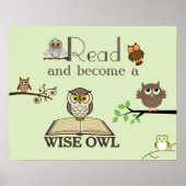 Wise Owls Literacy Poster | Zazzle