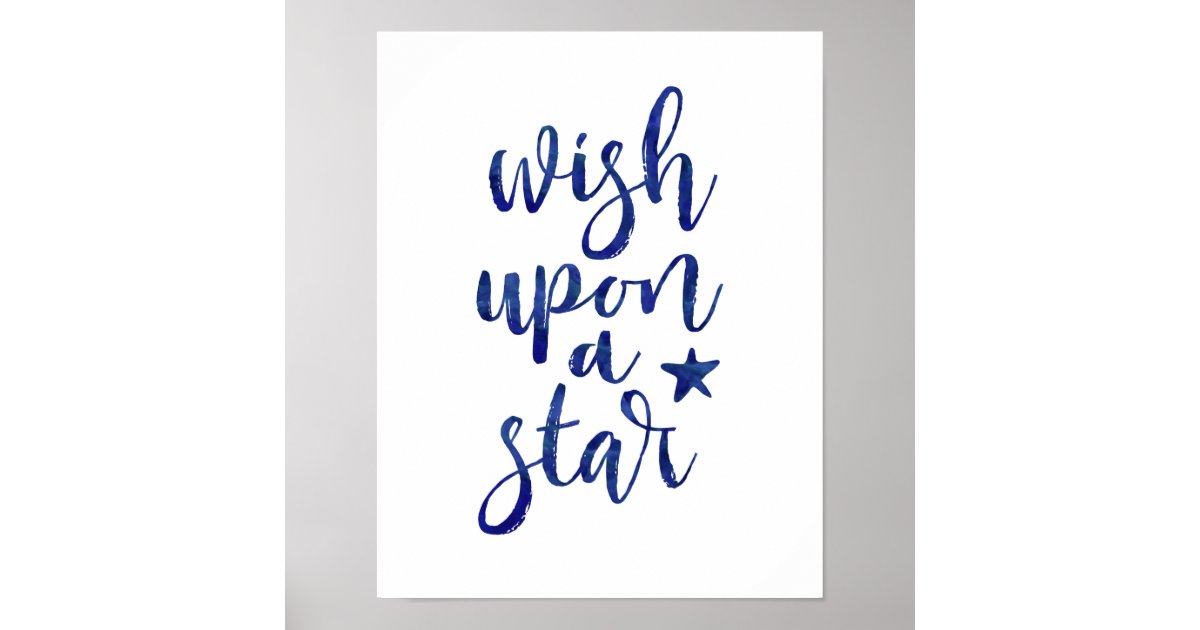 Wish upon a star navy blue typography poster | Zazzle