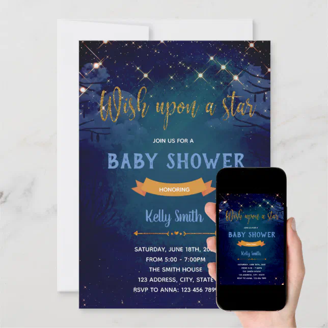 Wish upon a star party invitation | Zazzle