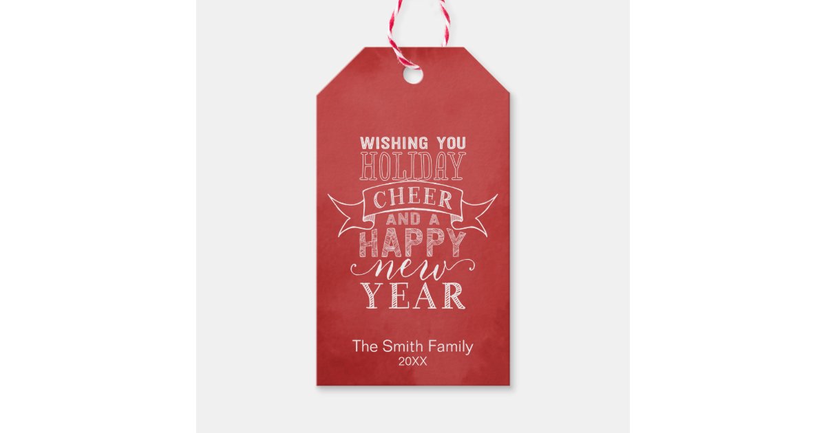 Wish You Holiday Cheer | Red Watercolor Gift Tag | Zazzle