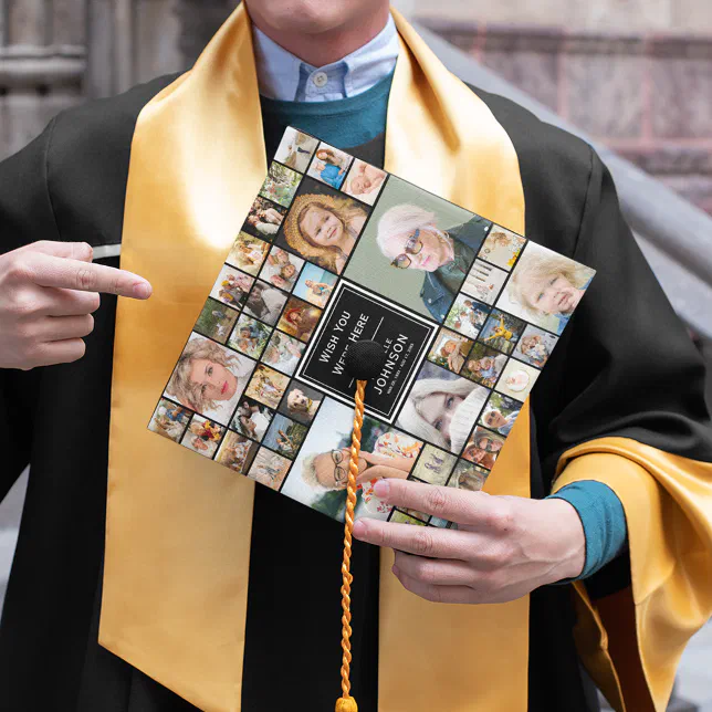 Wish You Were Here 44 x Photo Collage Tribute Graduation Cap Topper ...