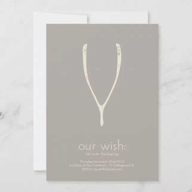 Wishbone Thanksgiving Invitation or Greeting Card | Zazzle