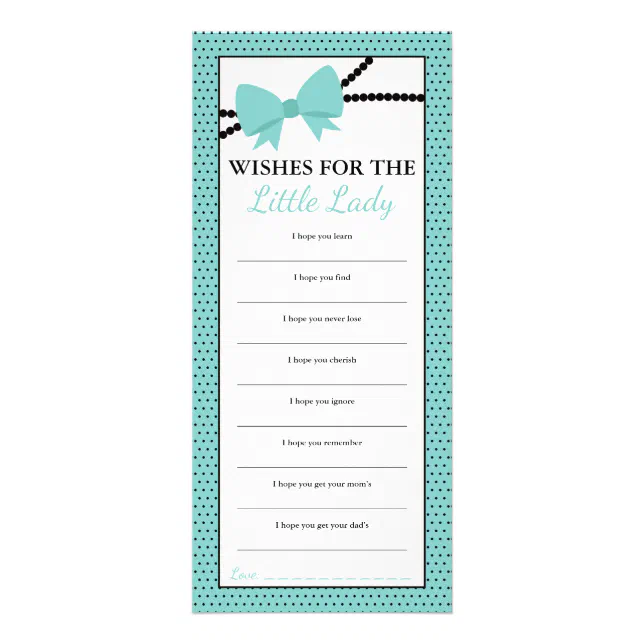 Wishes for Baby Card, Well Wishes, Little Lady Rack Card | Zazzle