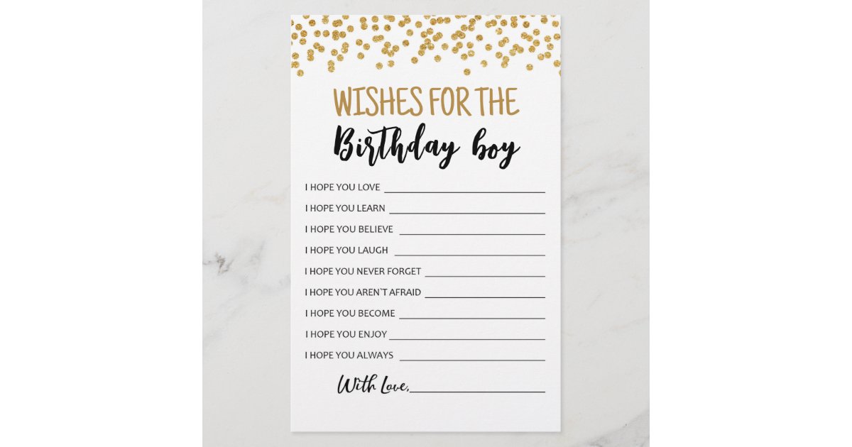 Wishes for the Birthday boy Birthday Party game | Zazzle