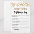 Wishes for the Birthday boy Birthday Party game | Zazzle