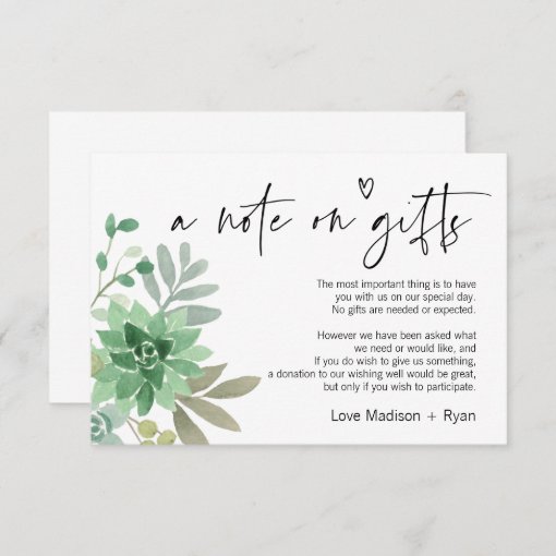 Wishing Well A Note on Gifts Wedding Invitation | Zazzle