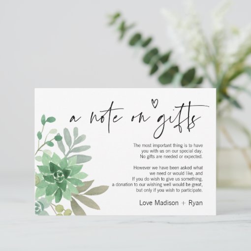 Wishing Well A Note on Gifts Wedding Invitation | Zazzle