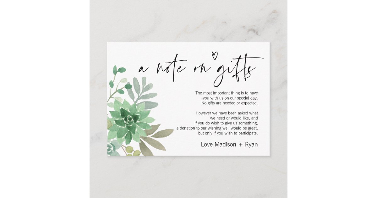 Wishing Well A Note on Gifts Wedding Invitation | Zazzle