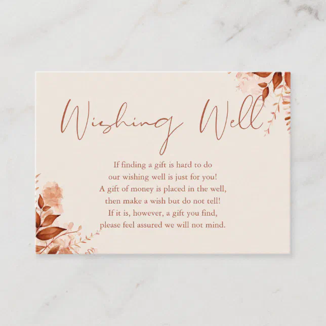Wishing Well Autumn Fall Rustic Floral Wedding Enclosure Card | Zazzle