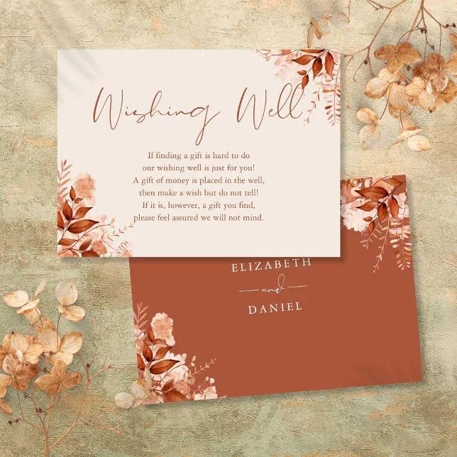 Wishing Well Autumn Fall Rustic Floral Wedding Enclosure Card | Zazzle