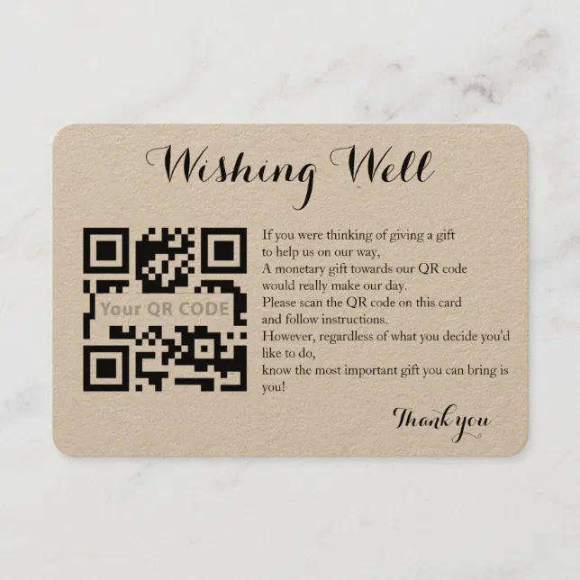Wishing well enclosure card with QR code | Zazzle