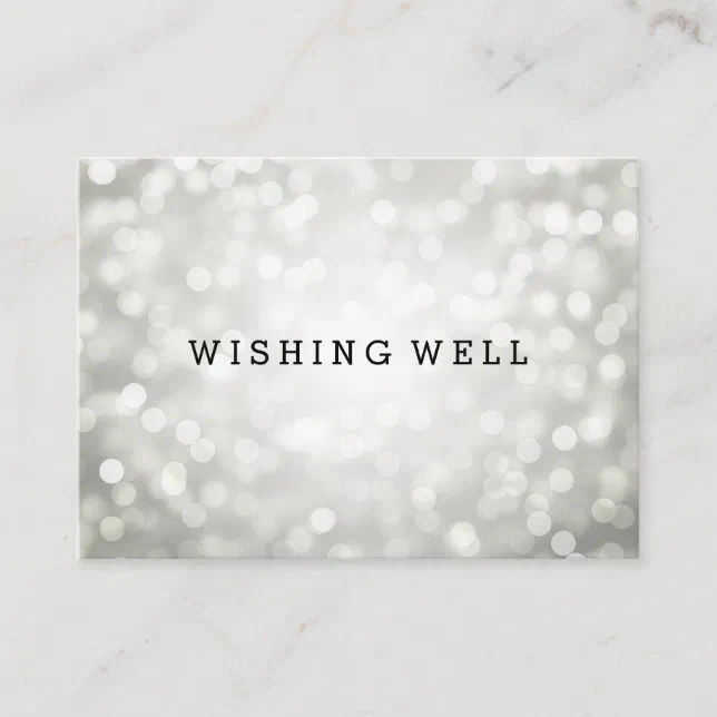 Wishing Well Silver Glitter Lights Enclosure Card | Zazzle