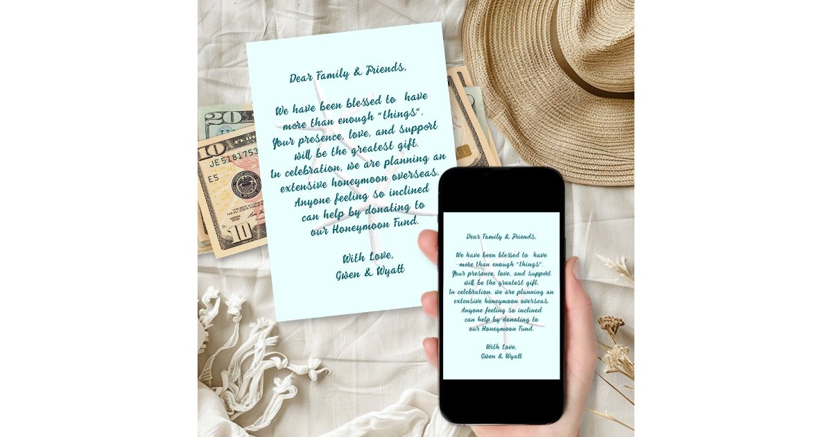 Wishing Well Wording Wedding Enclosure Cards | Zazzle