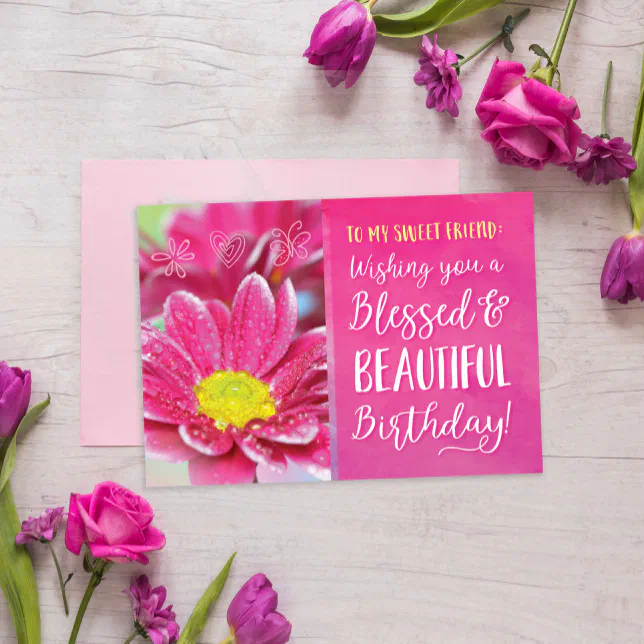 Wishing you a Blessed & Beautiful Birthday Card | Zazzle