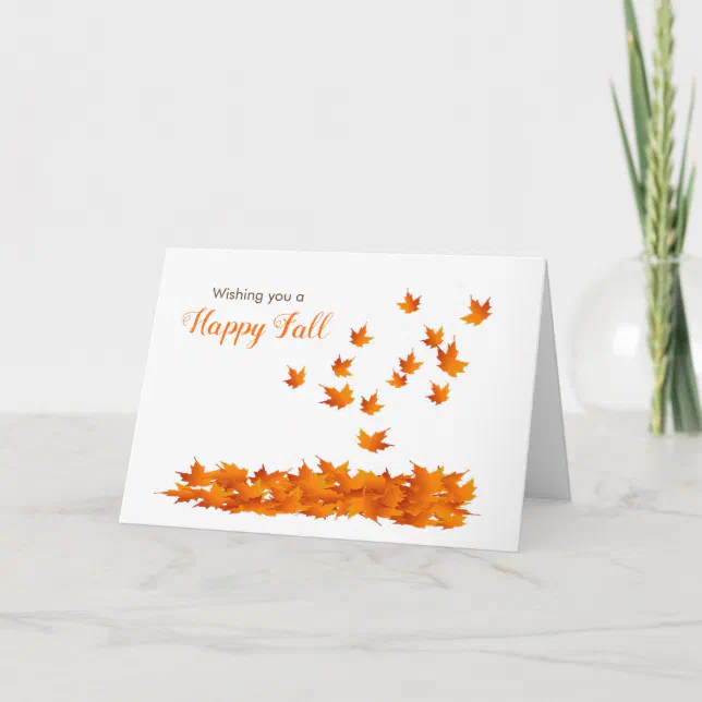 Wishing you a Happy Fall Leaves Card for Autumn | Zazzle