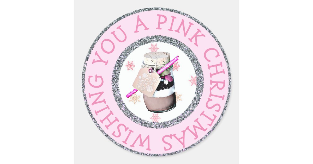 Wishing you a Pink Christmas Sticker | Zazzle