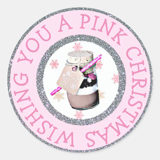 Wishing you a Pink Christmas Sticker | Zazzle