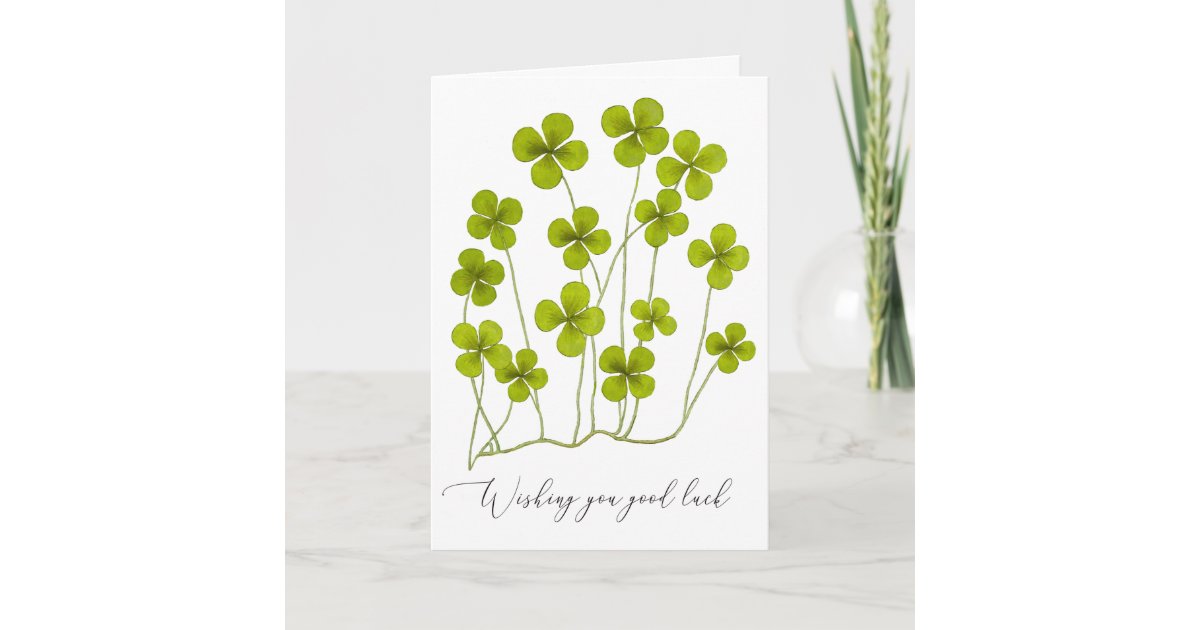 Wishing you Good Luck, Four Leaf Clover Shamrock Thank You Card | Zazzle