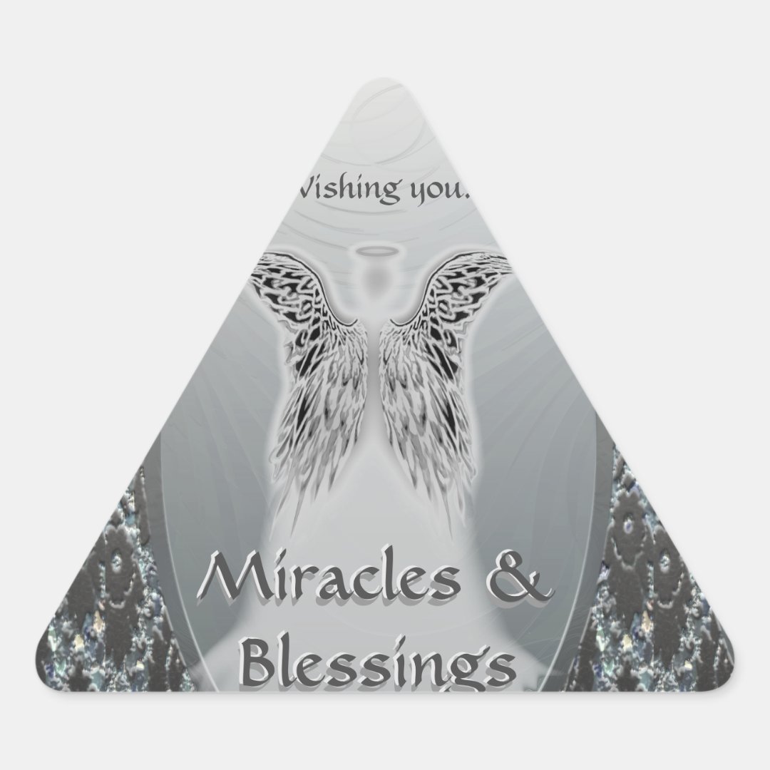 Wishing You Miracles & Blessings Triangle Sticker | Zazzle
